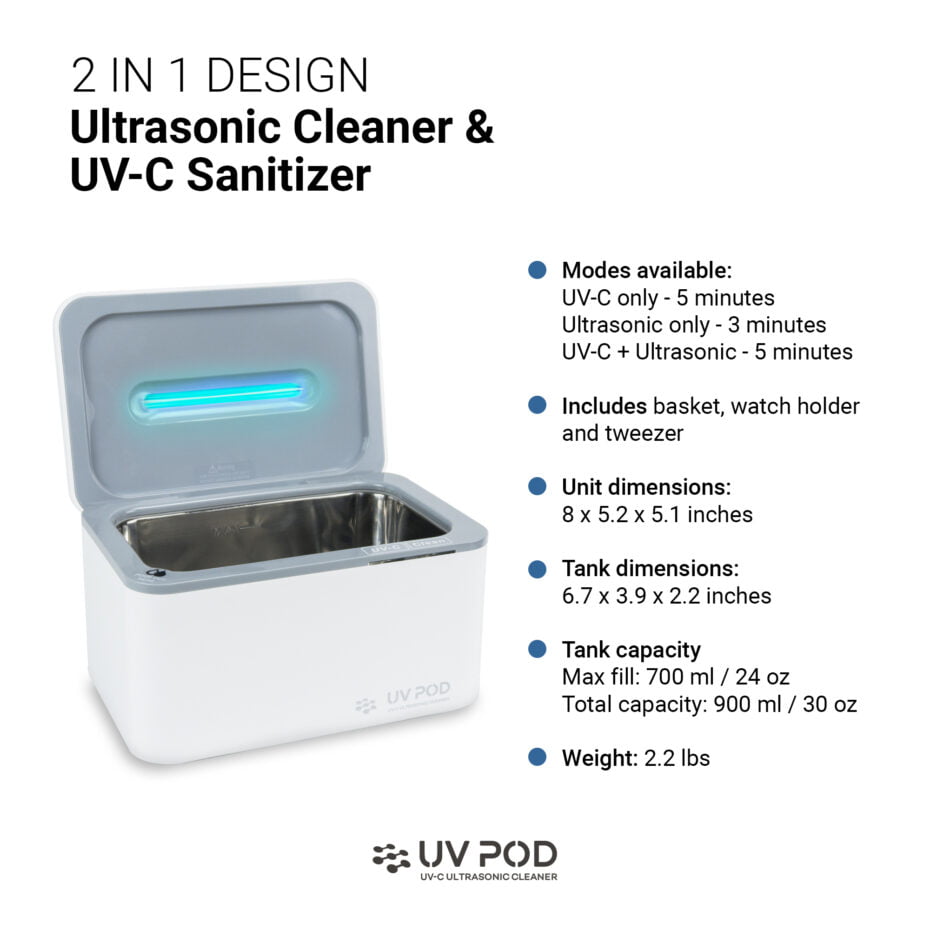 2-in-1 Professional Ultrasonic Cleaner & UV Light Sanitizer | UV POD USA